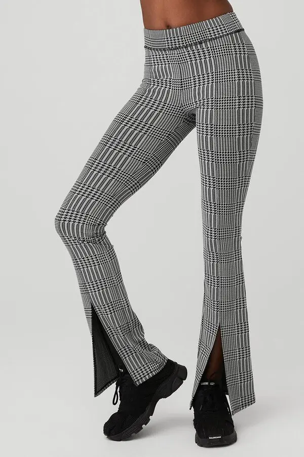 Alo Yoga Jacquard High-waist Glenplaid Flutter Legging - Titanium/black