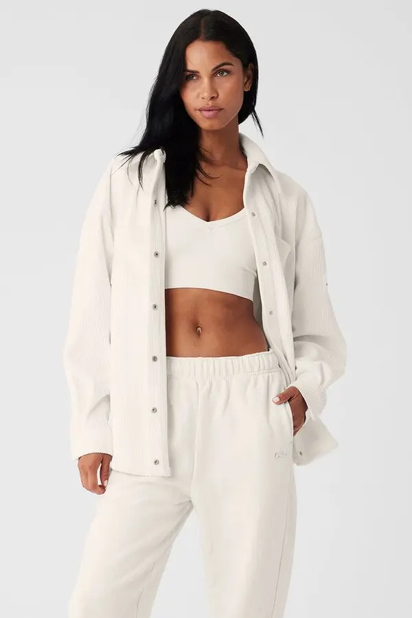 Alo Yoga Ribbed Velour Mountain Side Shacket - Ivory