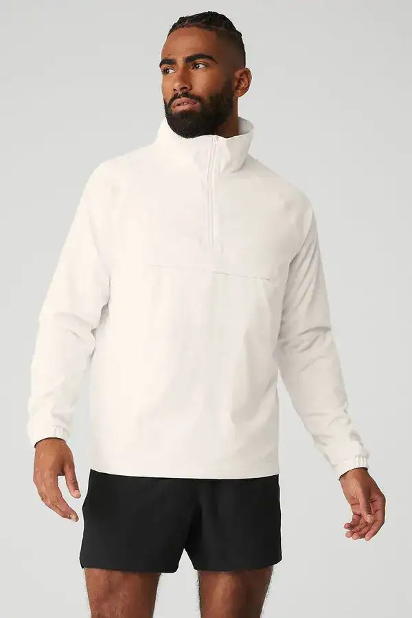Alo Yoga Ripstop 1/4 Zip On-Set Jacket - Ivory | Editorialist