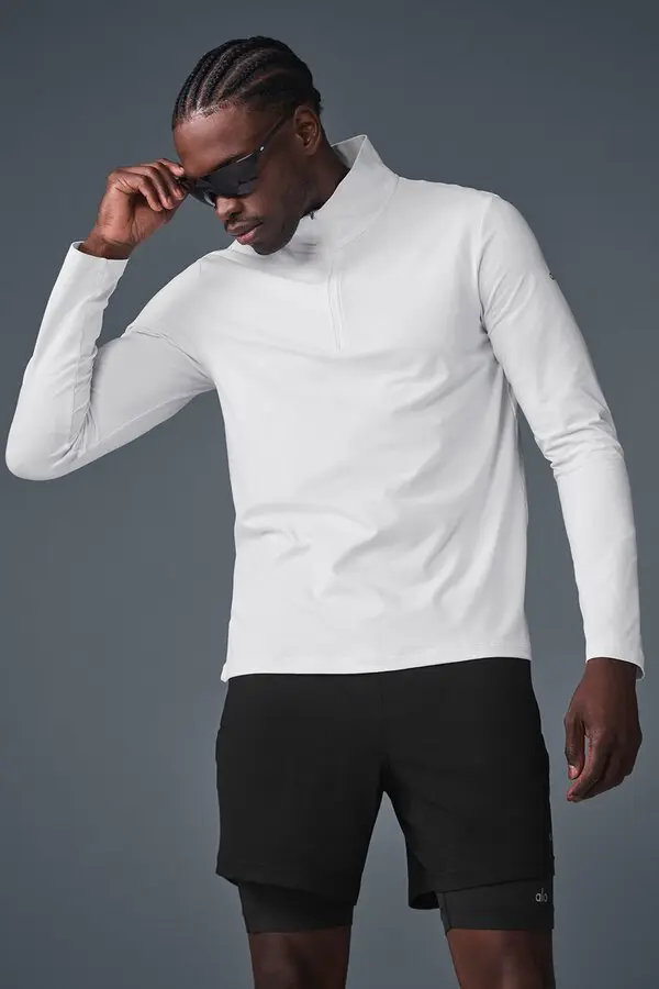 Alo Yoga Conquer 1/4 Zip Reform Long Sleeve Sweatshirt - White