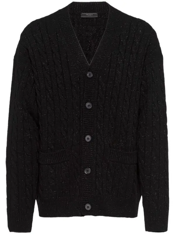 Prada Metallic-threading Wool-cashmere Cardigan