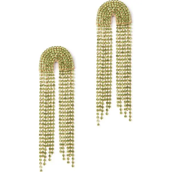 Deepa Gurnani Warren Crystal Drop Earrings - Lime