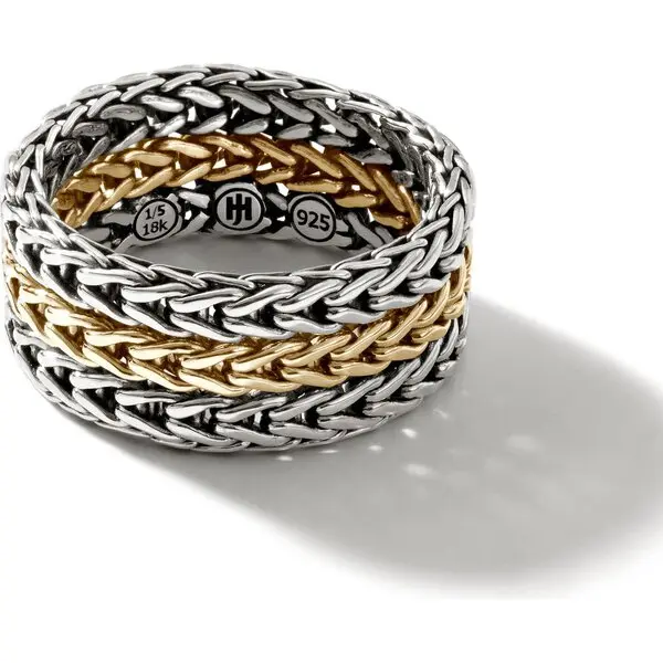 John Hardy Rata Chain Wide Ring - Silver/gold