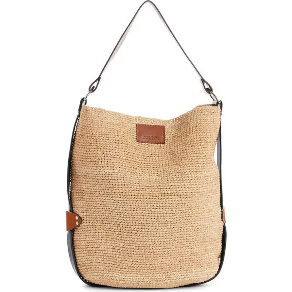 Isabel Marant Bayia Raffia Bucket Bag - Natural/ Cognac