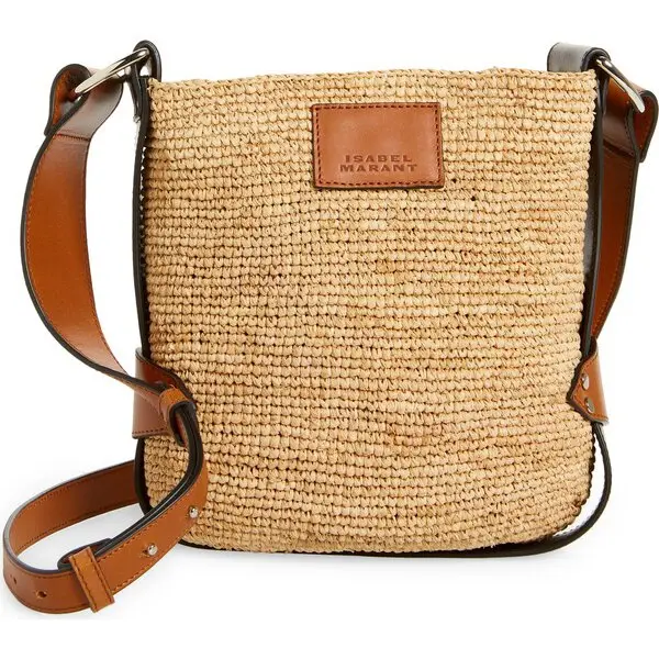 Isabel Marant Mini Bayia Raffia Bucket Bag - Natural/cognac