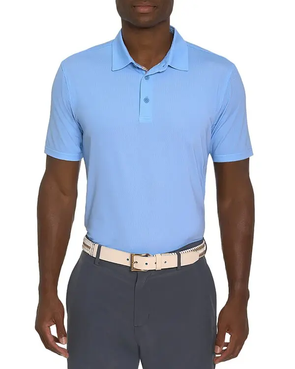 Robert Graham Hyde Short Sleeve Performance Polo Shirt - Light Blue
