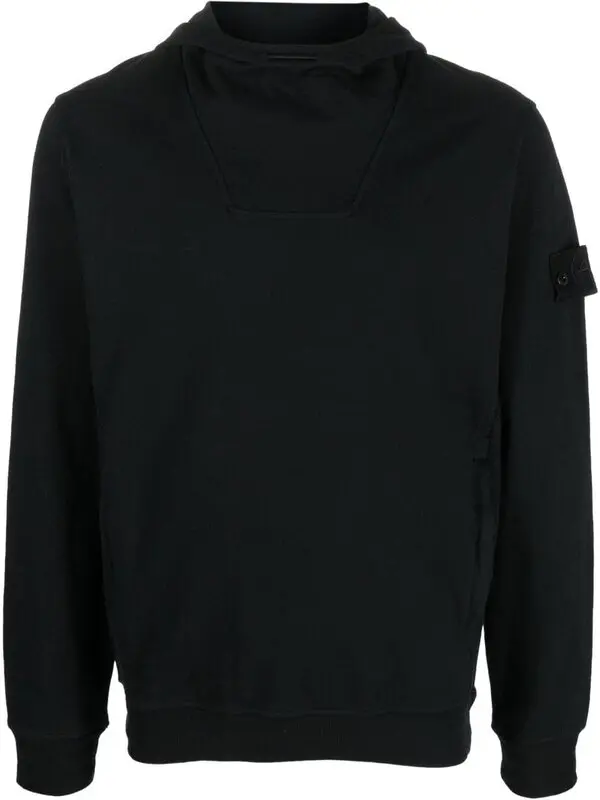 Stone Island Compass-patch Hoodie - Black