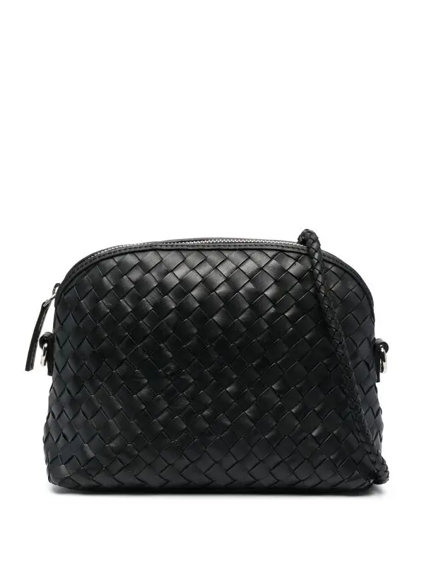 Dragon Diffusion Woven Leather Shoulder Bag - Black