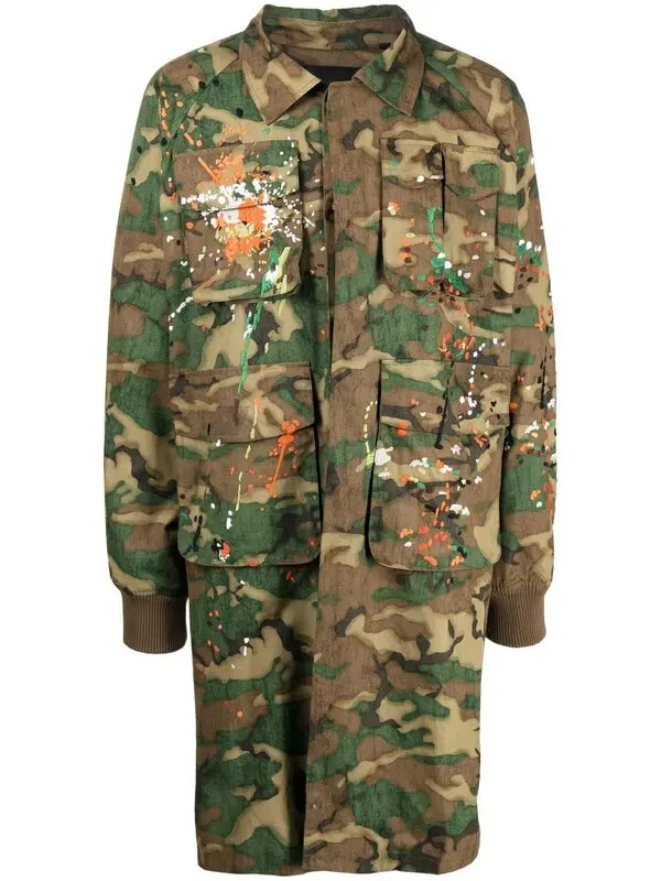 MOSTLY HEARD RARELY SEEN Camouflage Long Coat With Backpack