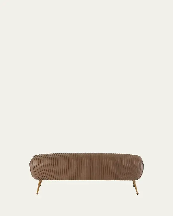 INTERLUDE HOME Thatcher Leather Bench - Mink | Editorialist