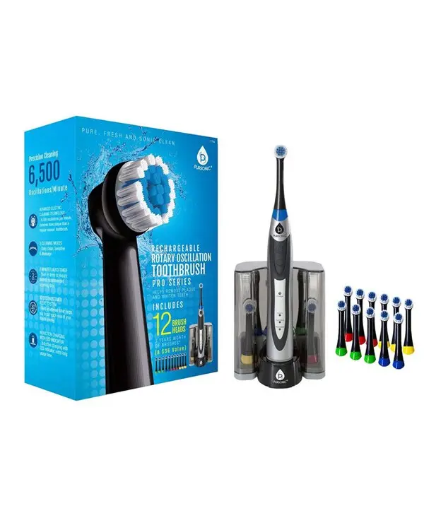 PURSONIC Rechargeable Electric Rotary Oscillation Toothbrush Pro Series - Black