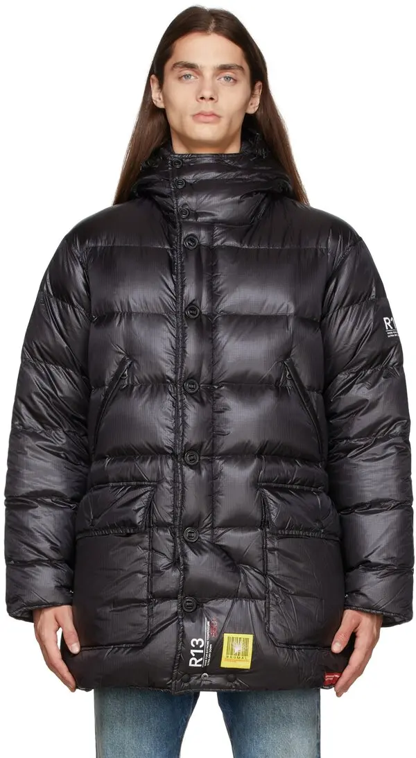 Buy R13 Down Brumal Edition Padded Coat - Black At 69% Off | Editorialist