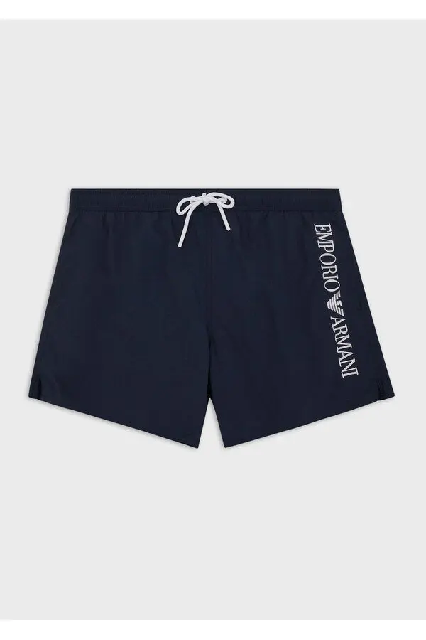 Emporio Armani Swim Trunks With Drawstring And Embroide Logo - Red ...