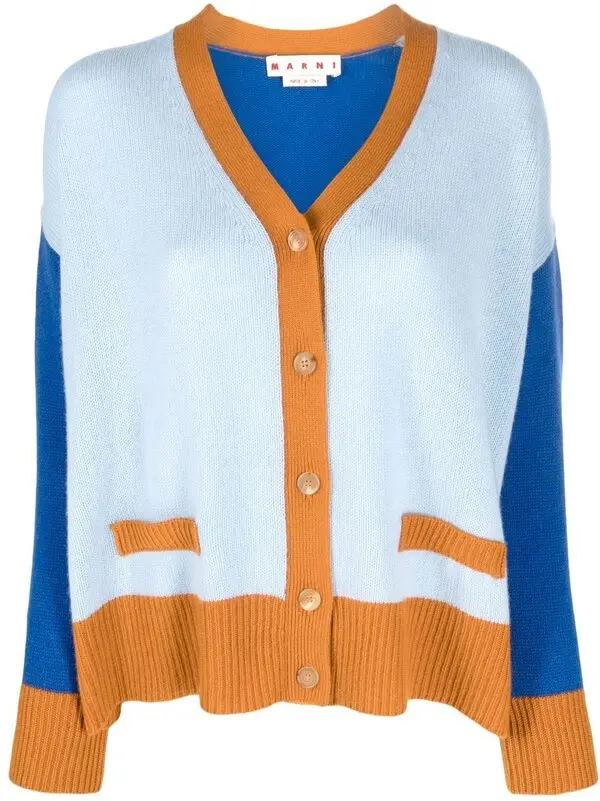 Marni Contrasting-trim Knit Cardigan - Blue