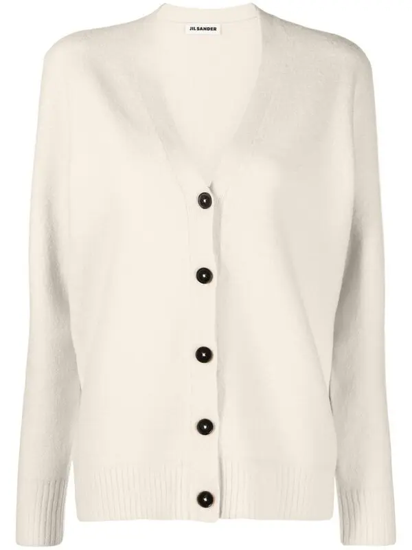 JIL SANDER V-neck Wool Cardigan - Neutrals