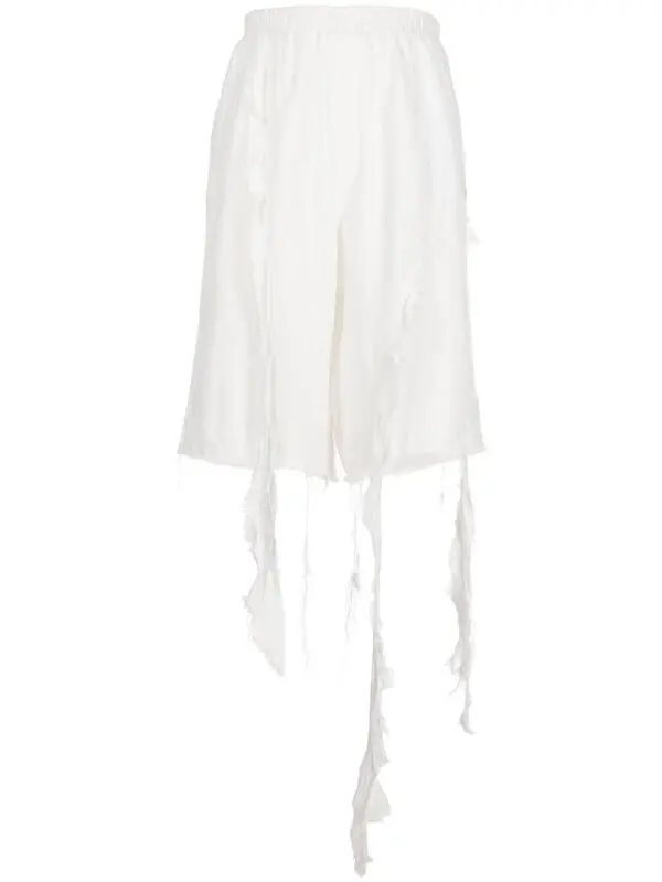 Natasha Zinko Frayed Hem Knee-length Shorts - White