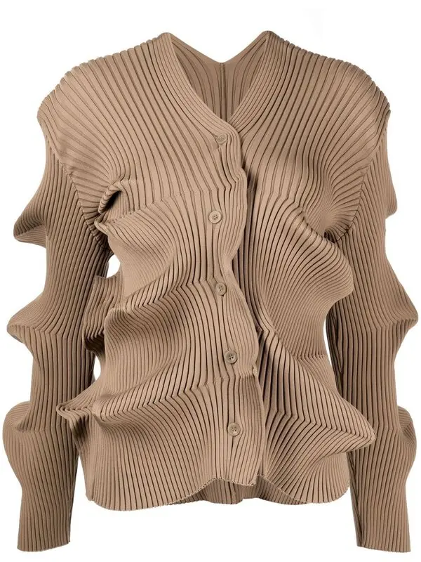 JNBY Wavy Detail Twist Cardigan - Brown