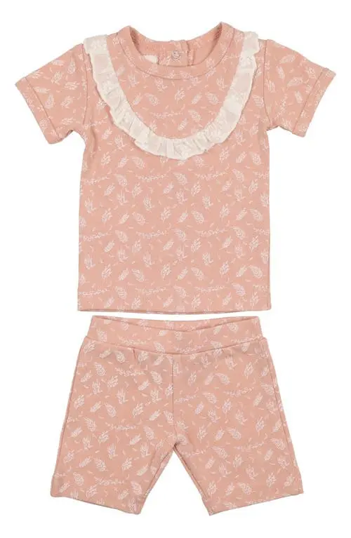 MANIÈRE Leaves & Branches Print T-shirt & Shorts Set - Pale Pink