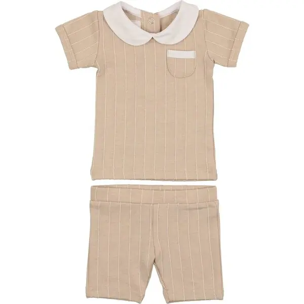MANIÈRE Raised Stripe Top And Shorts Set - Beige