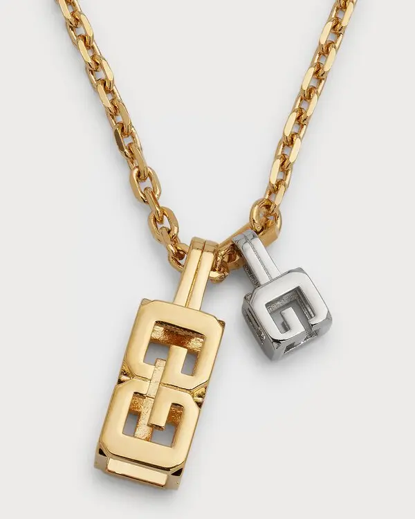 Givenchy G Cube Pendant Necklace - Gold & Silver