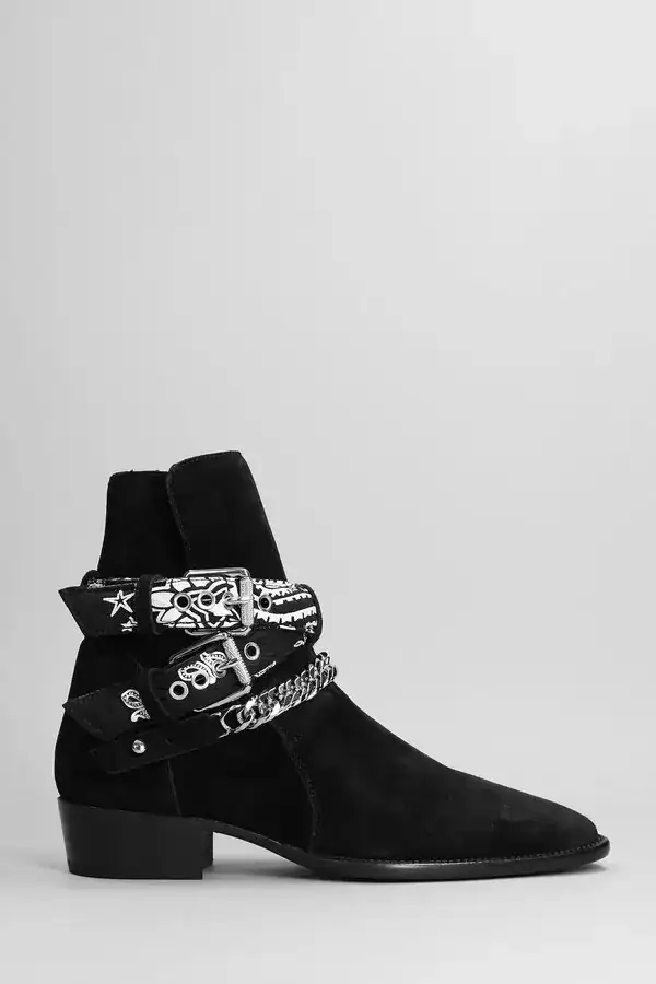 Amiri Bandana Boot Ankle Boots In Suede - Black | Editorialist