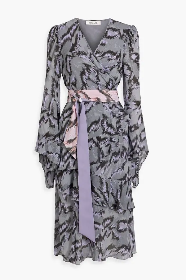 knee length dresses for ladies Suiting x Chiffon Dress — Light Grey – La Garçonne main image 1