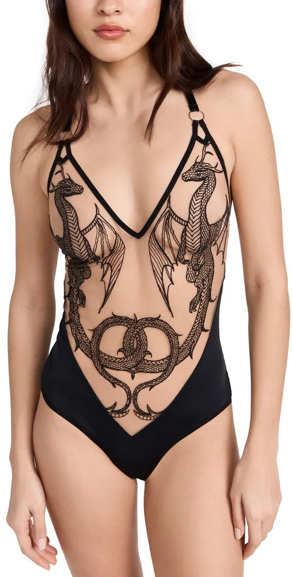 THISTLE AND SPIRE Dracona Bodysuit - Butterscotch/black
