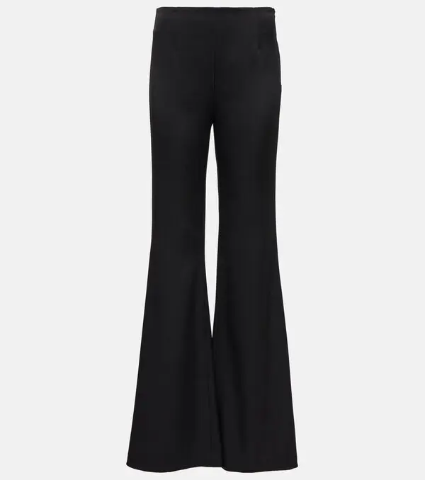 Galvan High-rise Flared Satin Pants - Black
