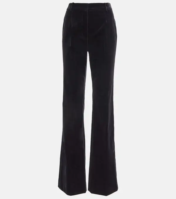 NILI LOTAN Corette Straight Velvet Pants - Black