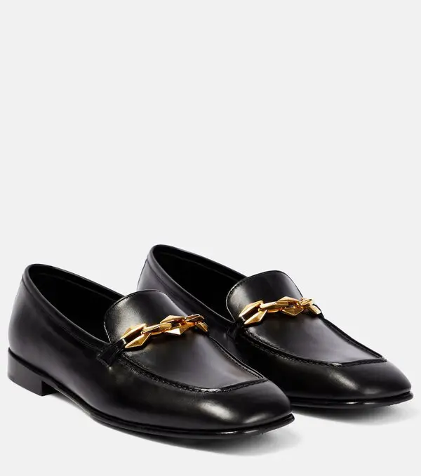 JIMMY CHOO Tilda Leather Loafers - Black