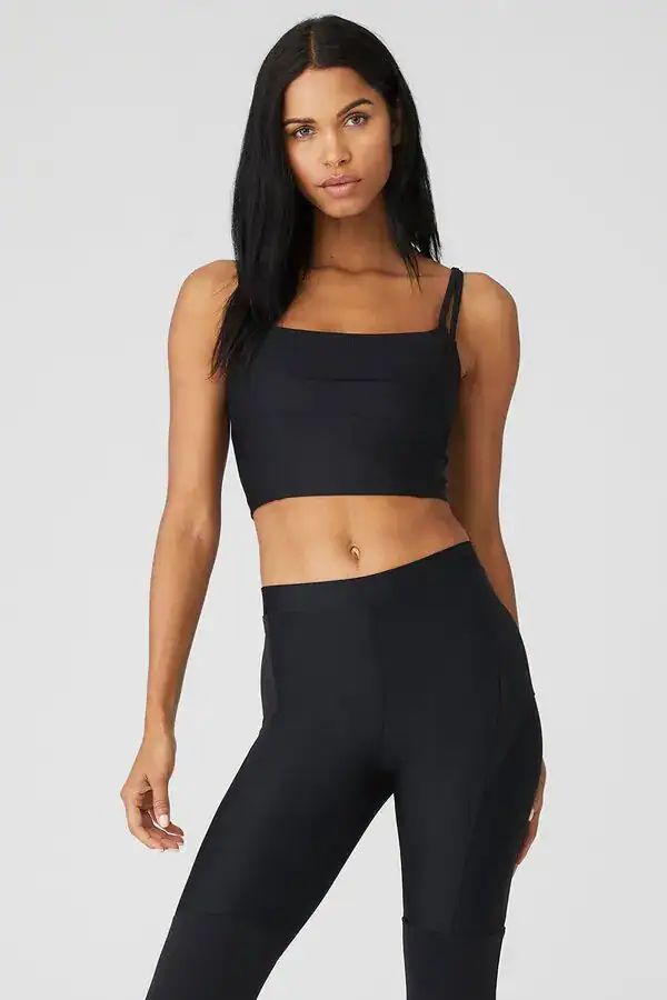 Alo Yoga Airlift Street Goddess Bra Tank Top - Black | Editorialist