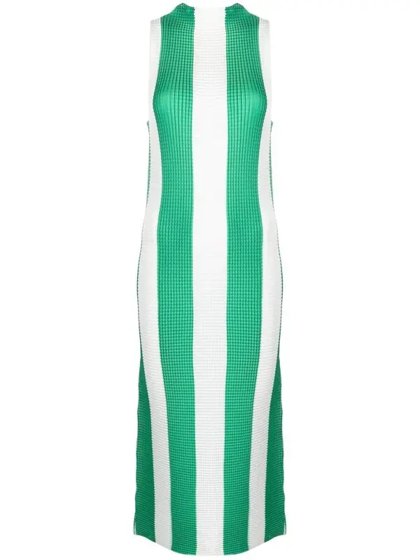 Sunnei Horizontal-stripe Midi Dress - Green