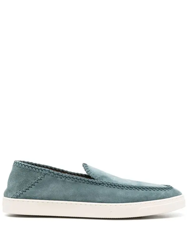Giorgio Armani Whipstitch-trim Detail Sneakers - Blue