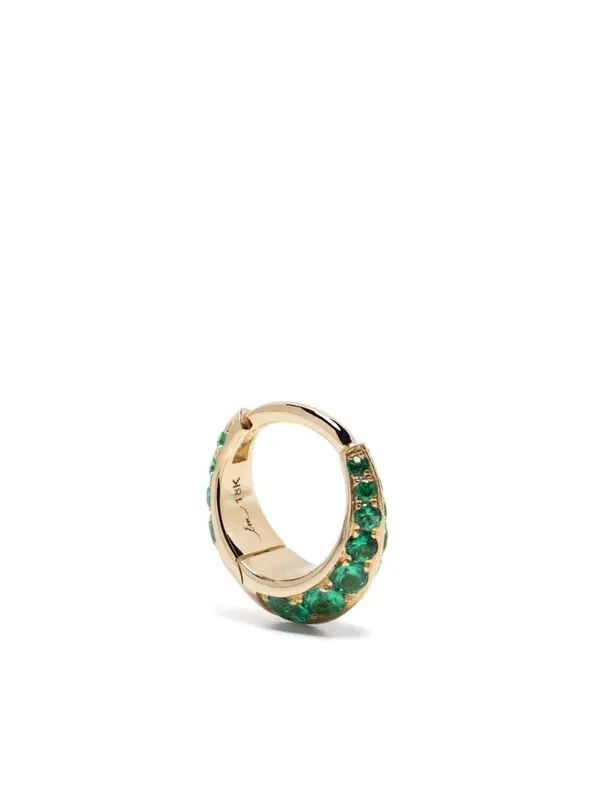 Lizzie Mandler 18kt Yellow Emerald Hoop Earring