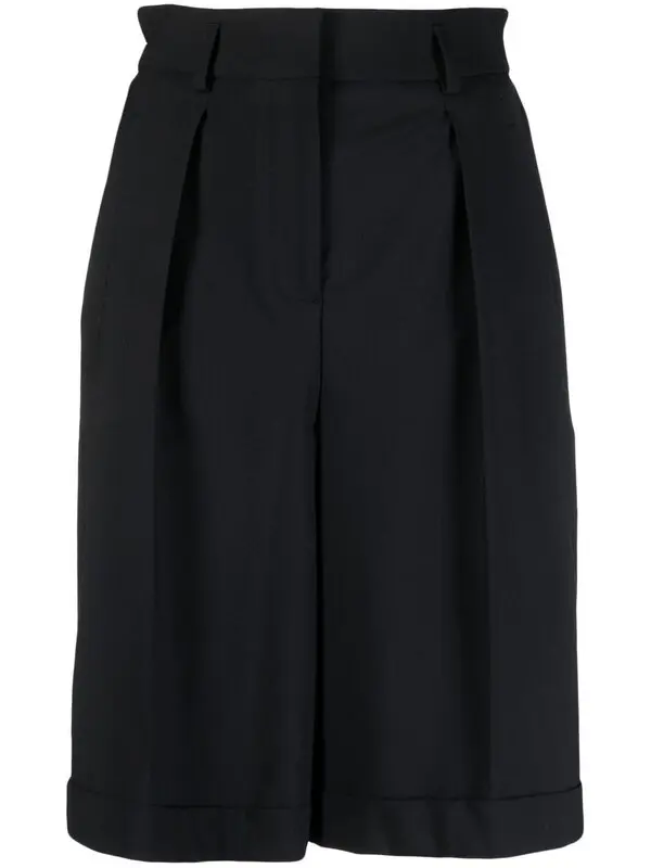 Lorena Antoniazzi Pleated Virgin Wool Shorts - Blue
