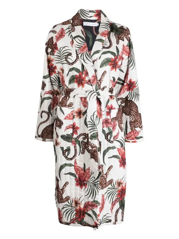 Desmond & Dempsey Graphic-print Cotton Robe - Multicolour