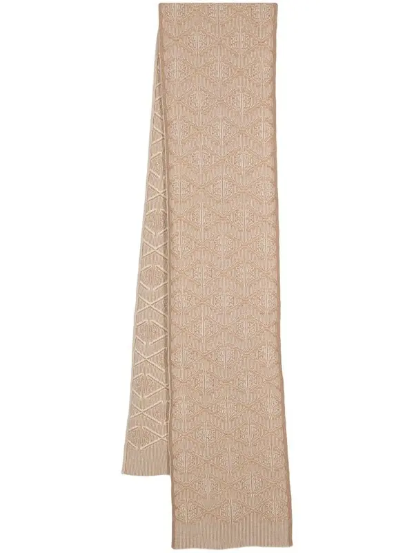 BARRIE Monogram Cashmere-lambs Wool Scarf - Neutrals