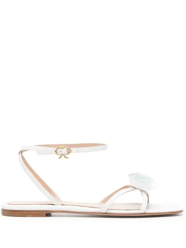 GIANVITO ROSSI Embellished Leather Flat Sandals