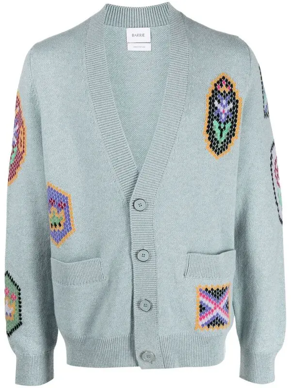 BARRIE Scottish Symbols Intarsia-knit Cardigan - Blue