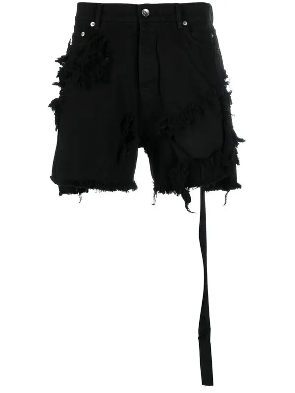 Rick Owens Trucker Cut-Off Denim Shorts Black Editorialist
