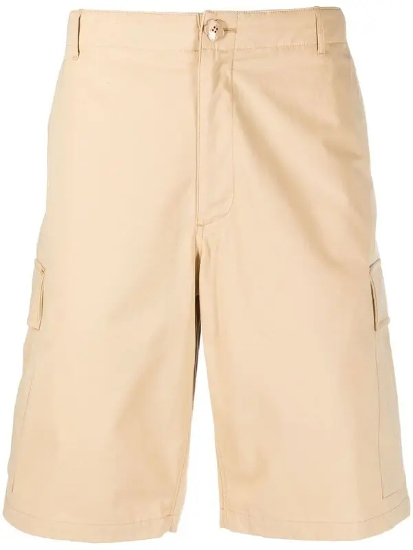 Kenzo Logo-patch Cotton Cargo Shorts - Neutrals