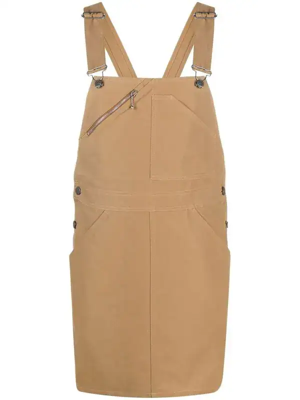 A.p.c. Square-neck Dungaree Dress - Brown | Editorialist