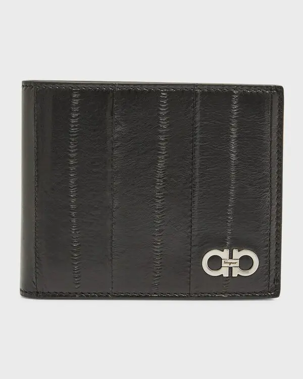 Gancini Hammered Calfskin Pouch - Nero
