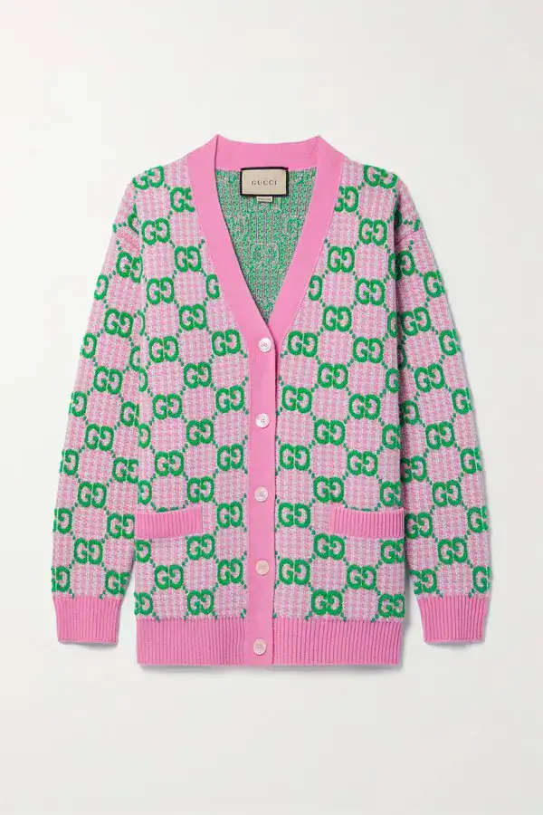 Gucci Wool-Jacquard Cardigan - Green | Editorialist