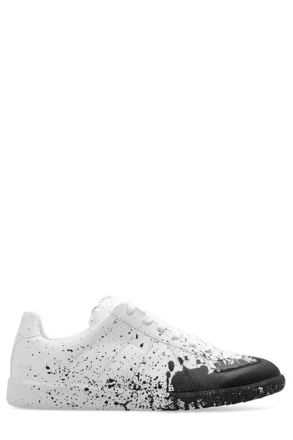 MAISON MARGIELA Paint Drop Sneakers White/black Editorialist