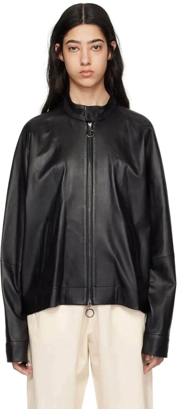 STUDIO NICHOLSON LEATHER BOMBER JACKET