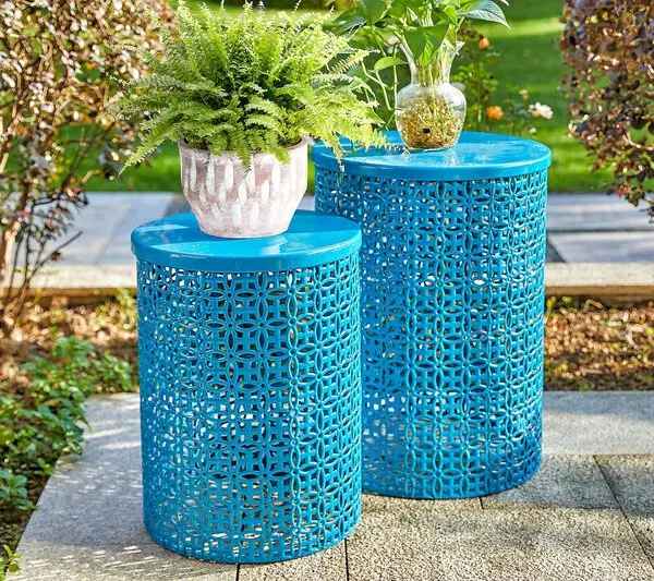 GLITZHOME Multifunctional Garden Stools Or Tabl S S/2