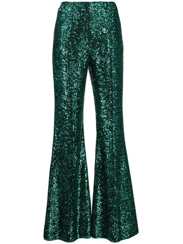 Elie Saab Sequin-embellished Flared Trousers - Green