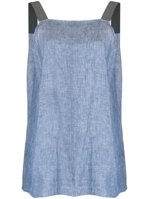 Fabiana Filippi Metallic Strap Linen Top - Blue