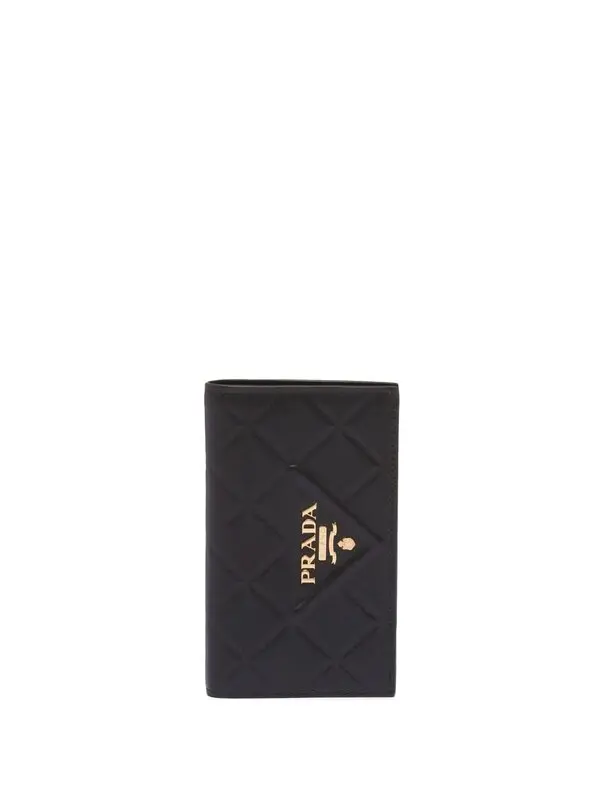 Prada Triangle-Motif Leather Wallet - Black | Editorialist